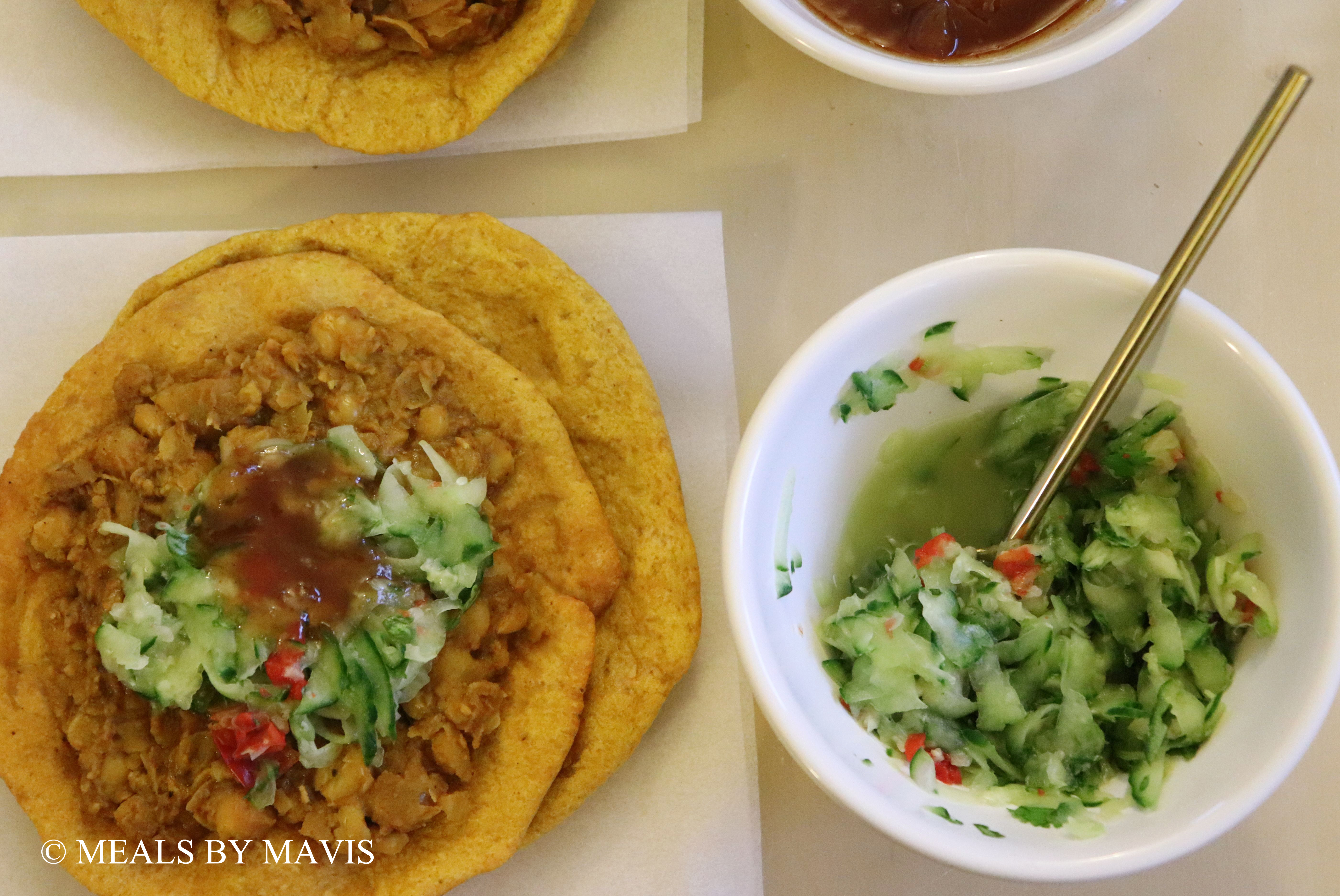 Doubles (Trinidadian Flatbread with Curried Chickpeas) - Meals by Mavis