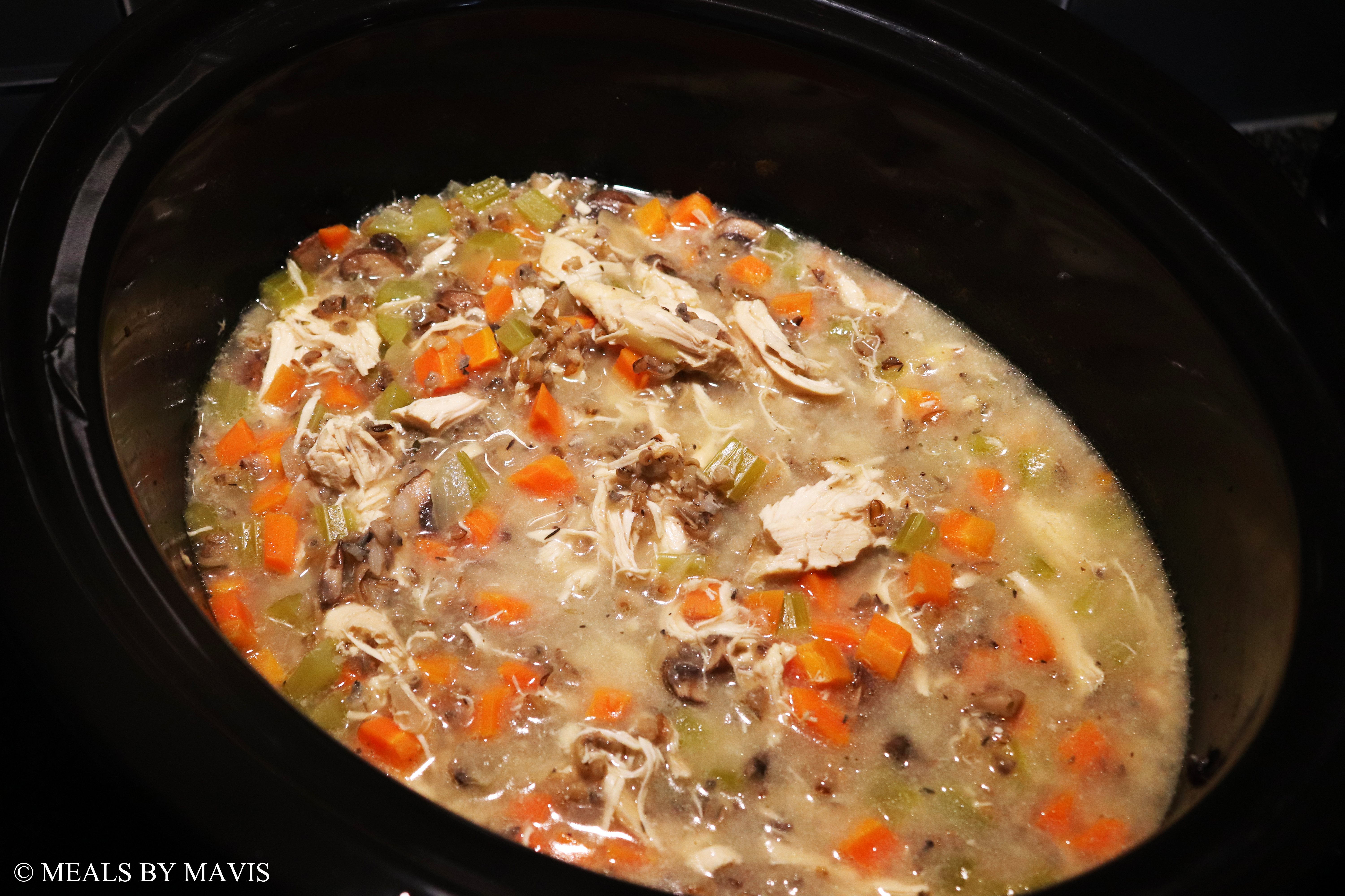 Slow Cooker Chicken and Wild Rice Soup - Meals by Mavis